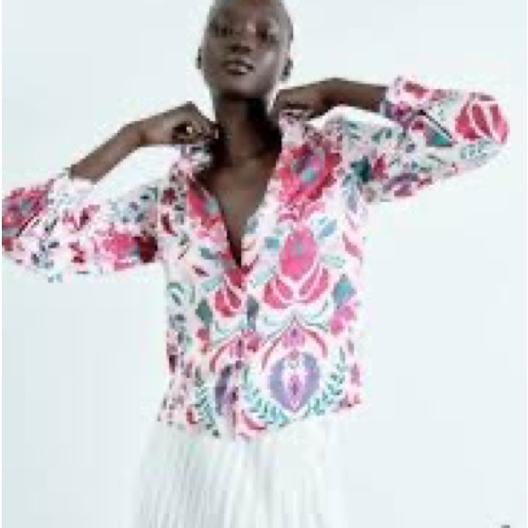 Zara | Tops | Zara Floral Print Shirt | Poshmark